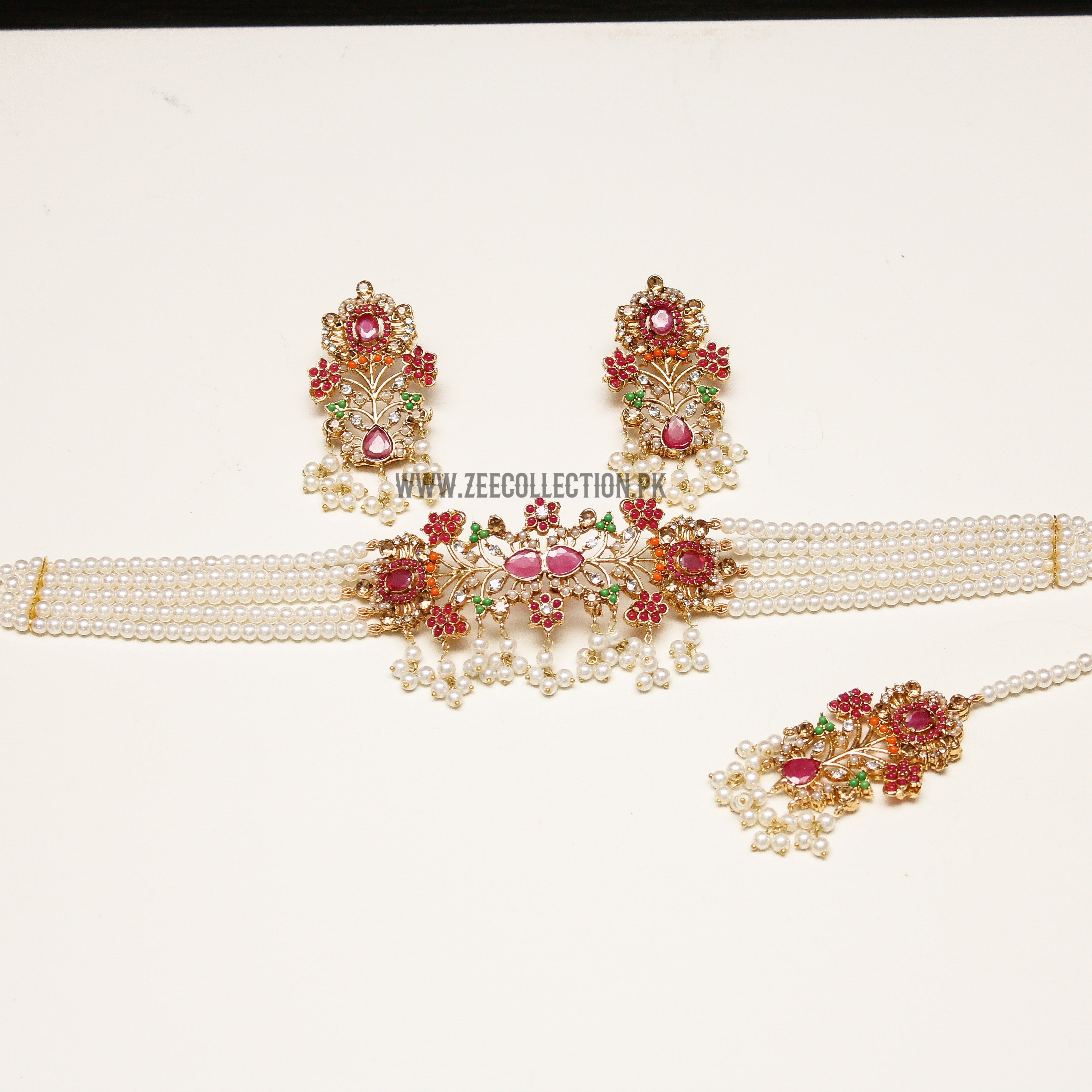 Flower Nouratan Choker Set – Zee Collection pk